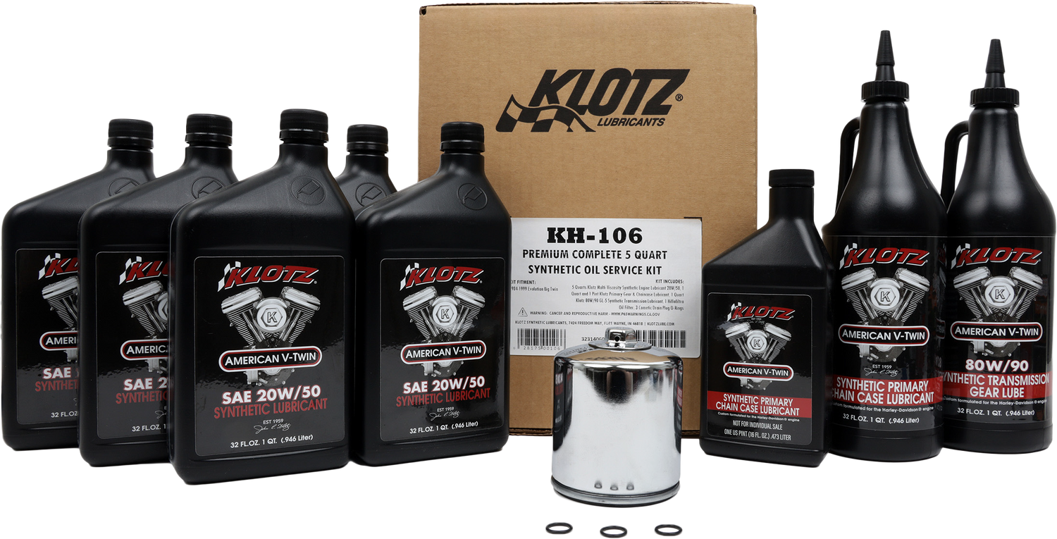 Klotz Premium Harley Davidson 4-Quart Synthetic Oil Change Kit with Fi ...