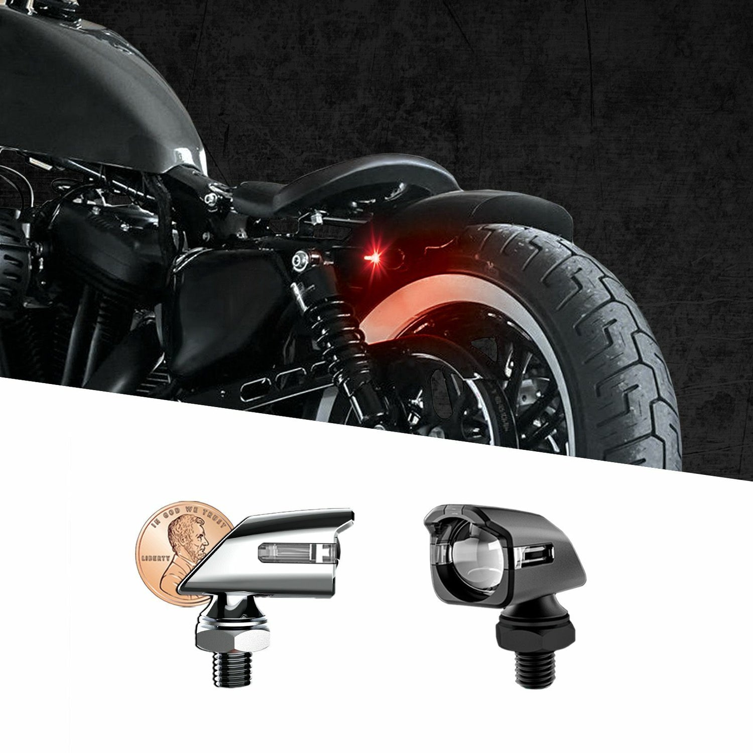 XK GLOW Mini LED Turn Signal Black and Red Pair for Universal 12V Moto ...