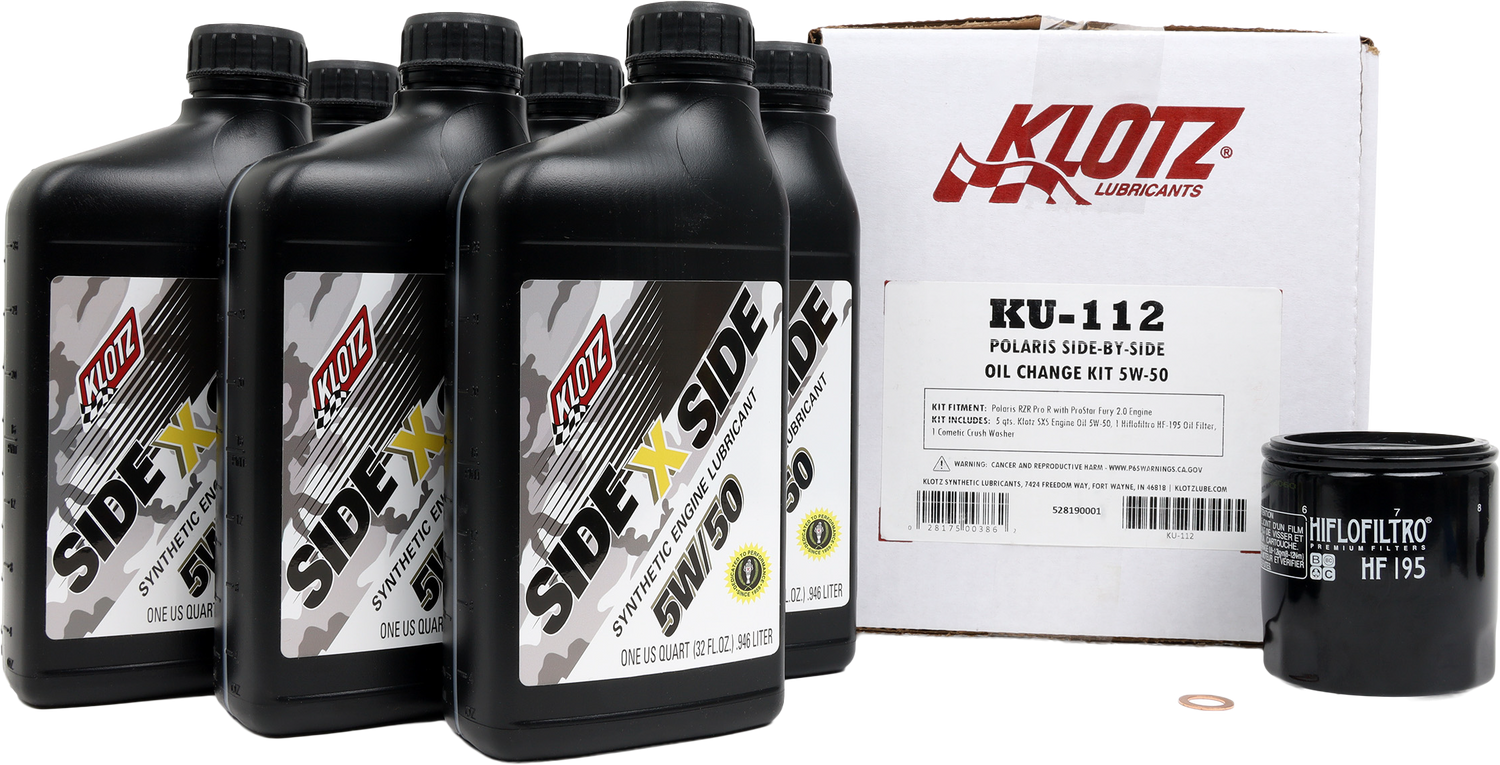 Klotz KU-112 Polaris SXS 6-Quart Synthetic Oil Change Kit for Off-Road ...