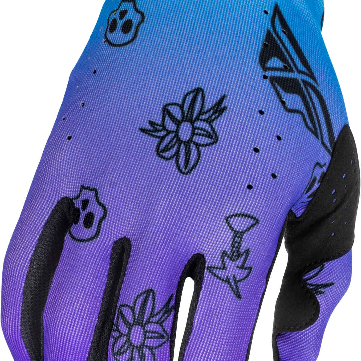 Fly Racing Lite Outline Gloves Purple/Blue/Black Large for Motocross a ...