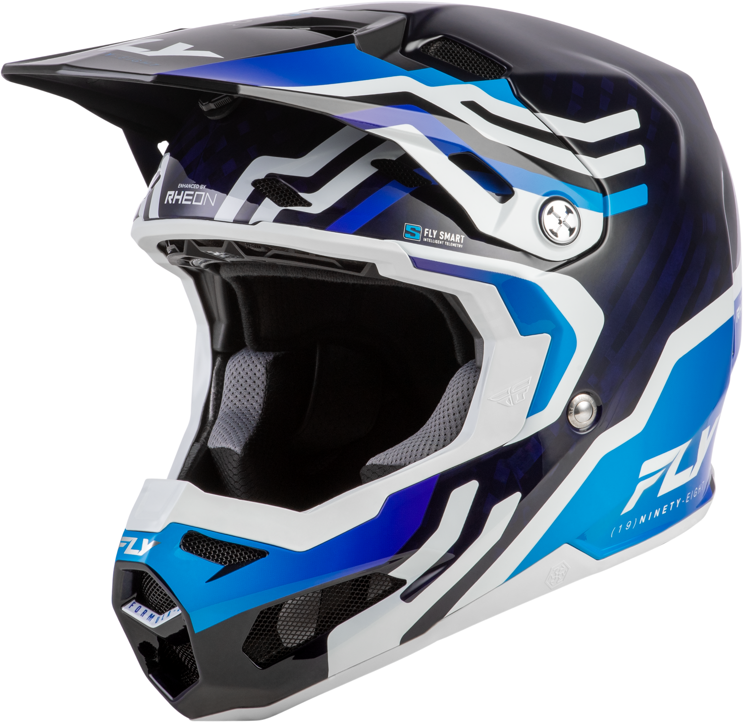 Fly Racing Formula S Carbon Byte Helmet Blue Carbon/Blue/White for Mot ...