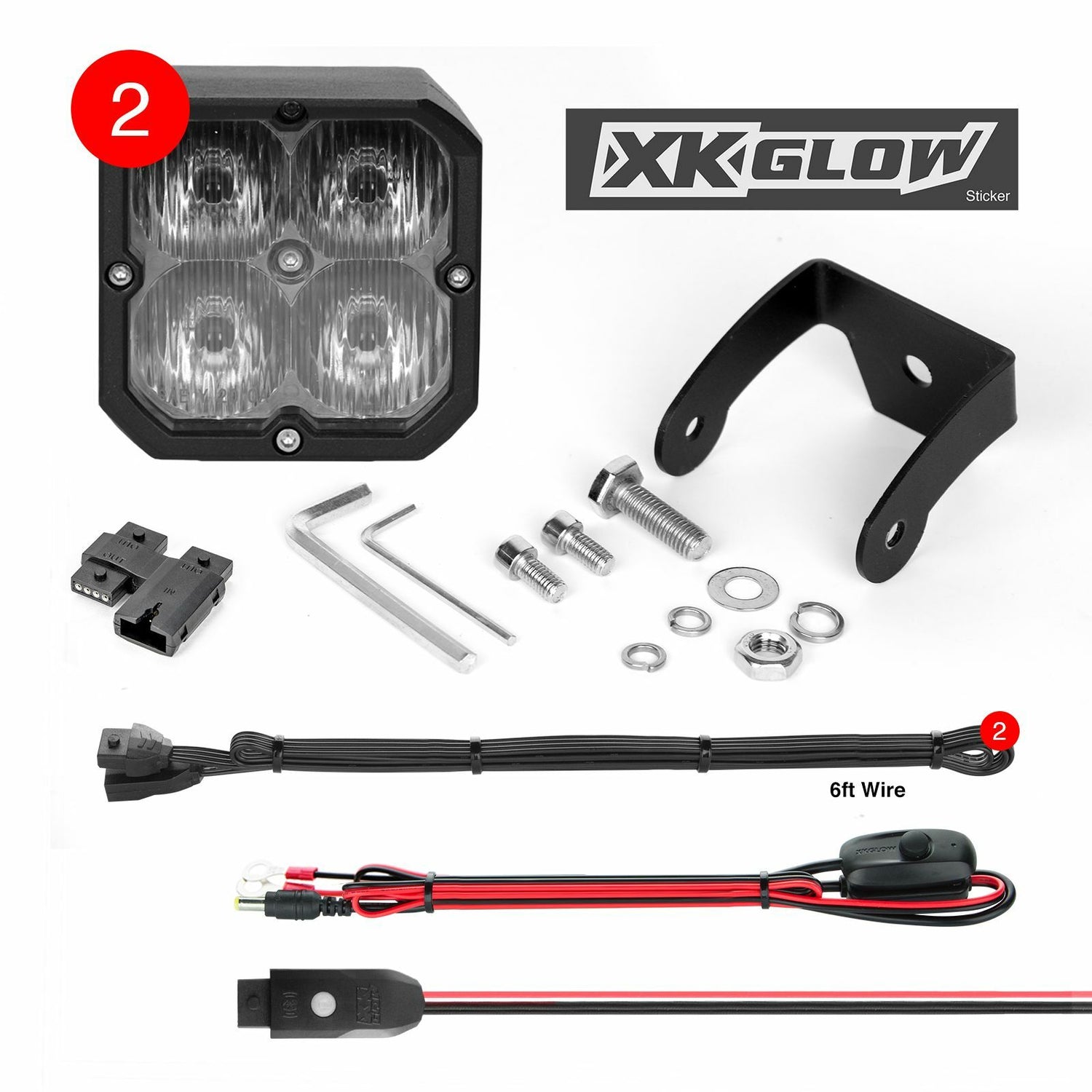XK GLOW 20W RGB Pod Lights with Driving Beam Pattern - Fits Off-Road V ...